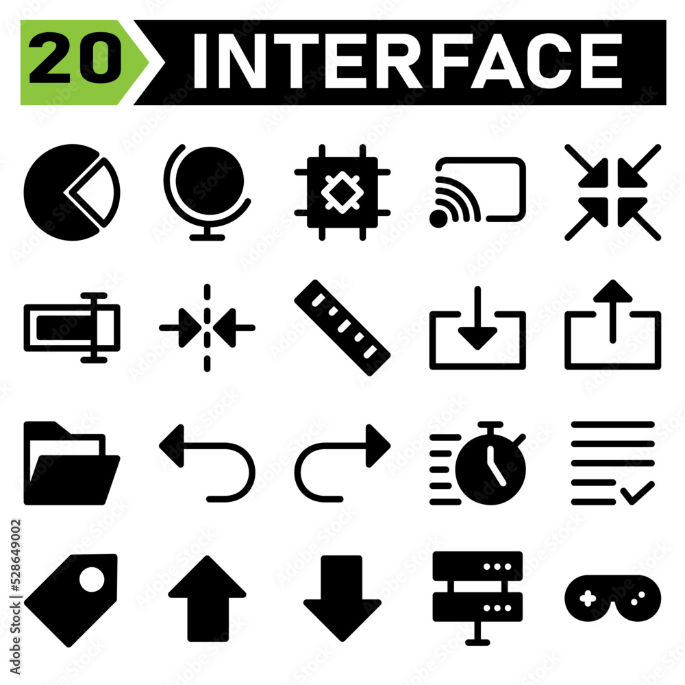 User interface icon set include pie, cart, info graphic, diagram, user interface, globe, world ...