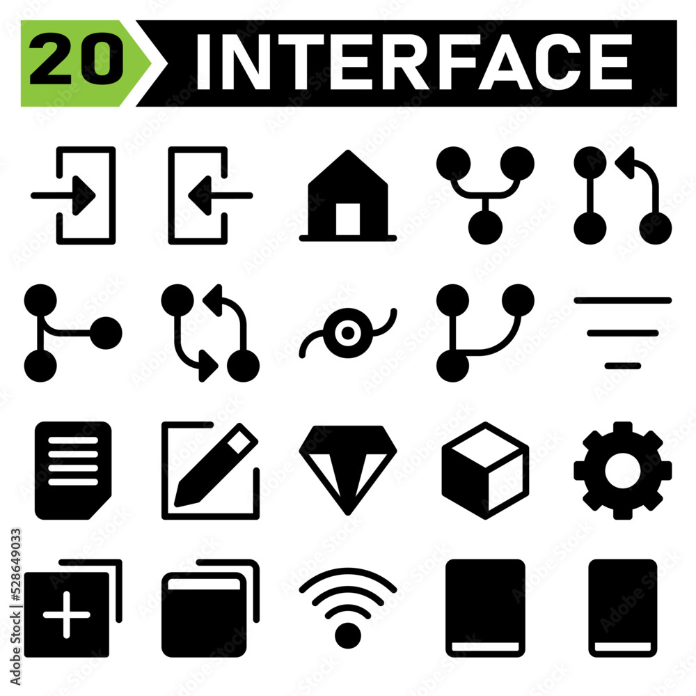 User interface icon set include log, in, account, access, enter, user ...