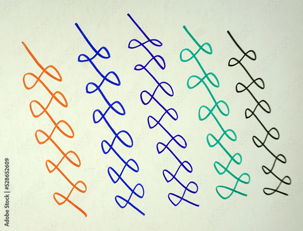 Practice drawing colored lines with Copic marker, curves, straight ...