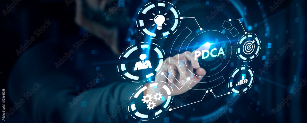 PDCA Plan Do Act Check Business technology concept. Technology ...