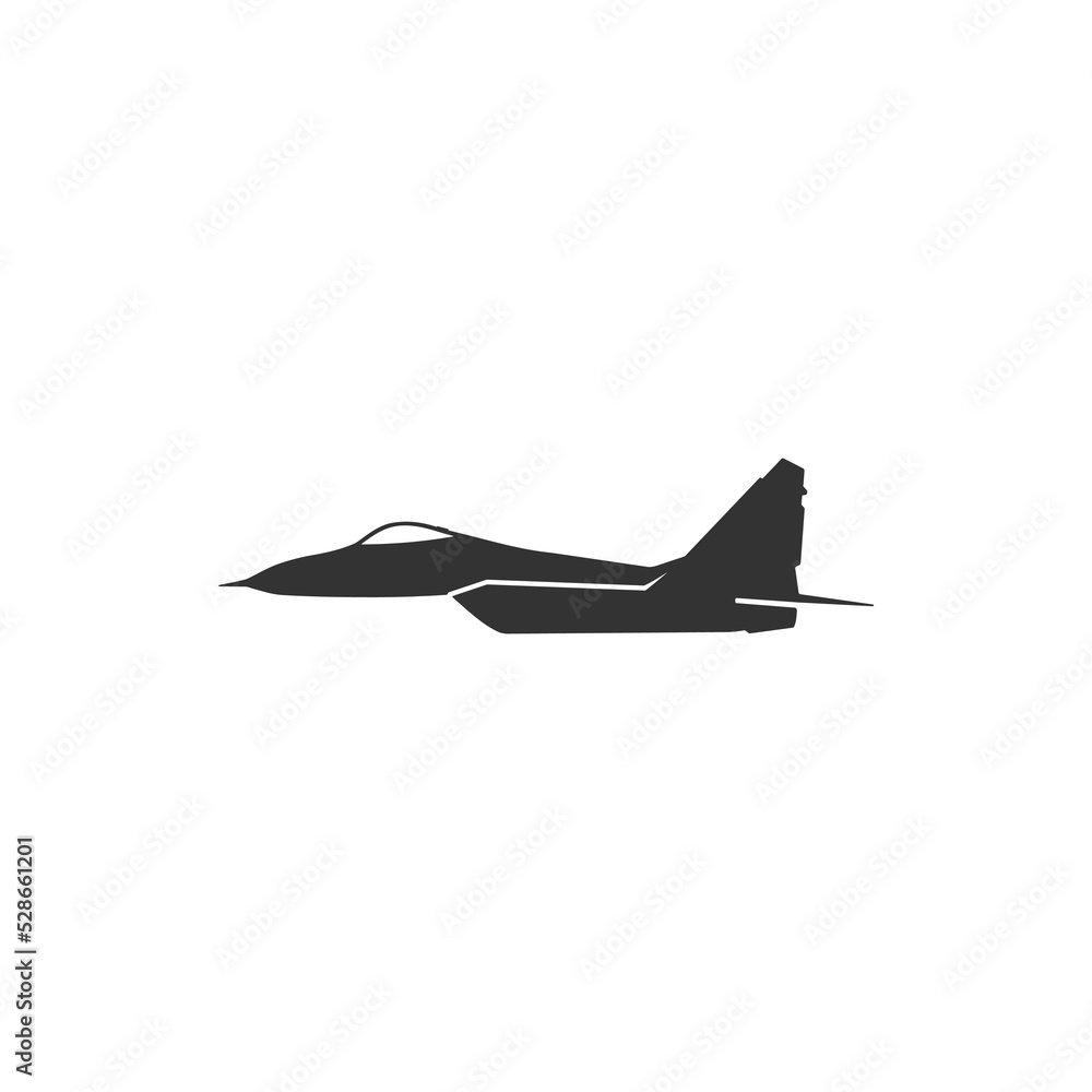 Fighter Jet Icon View Side Vector Silhouette. Black Fighter Jet Icon ...