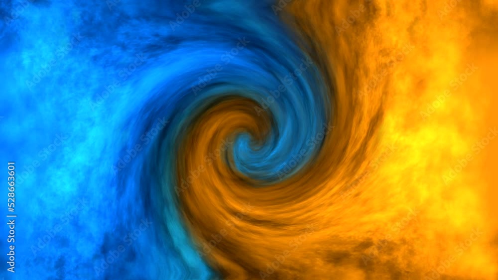 Double swirls of smoke swirled the confluence of blue flames and orange ...