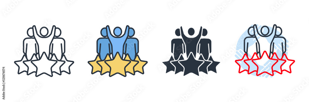 People team and star icon logo vector illustration. experience symbol ...