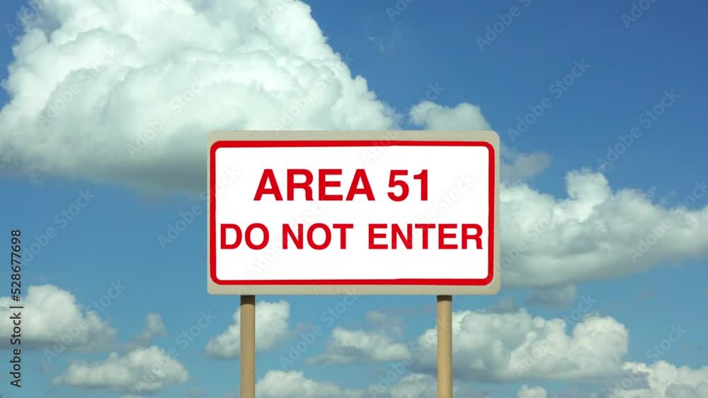 Zoom into a simulation of a secret military base Area 51 DO NOT ENTER ...