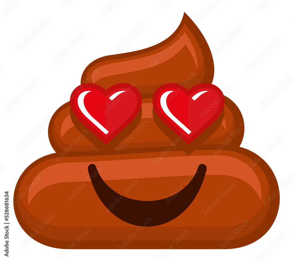 Pile of poo emoji with heart eyes. Lovely poop in adoration Stock ...