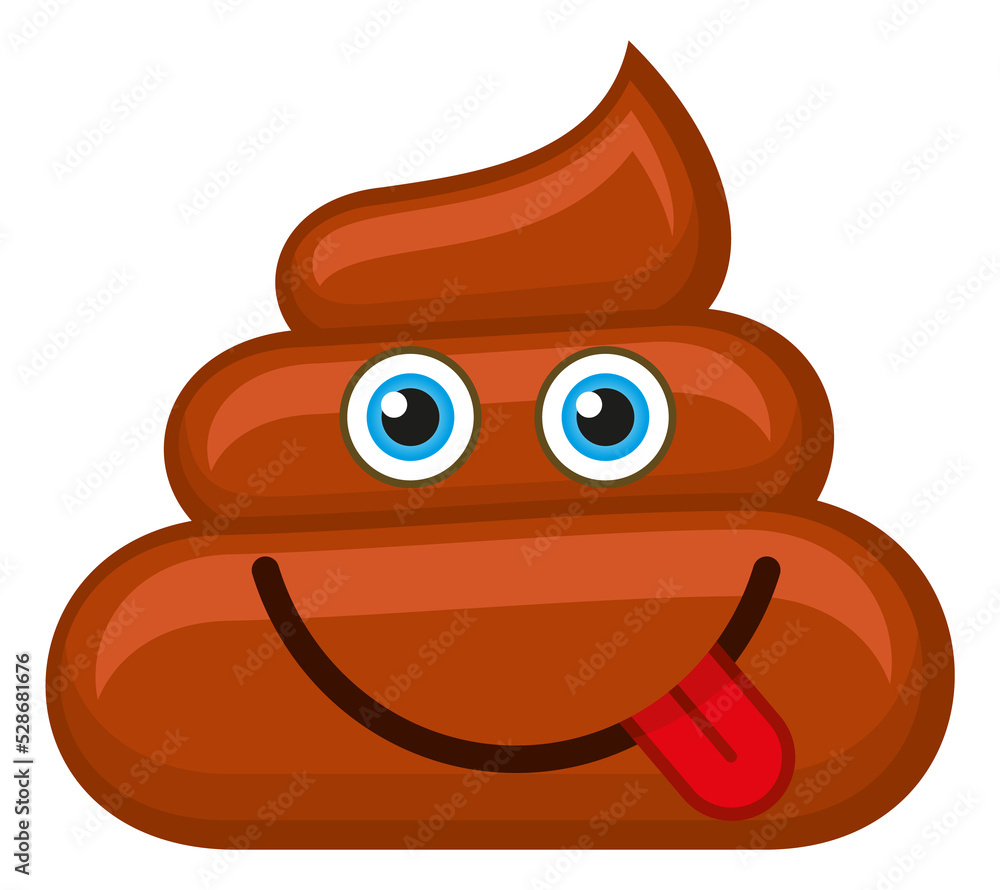 Yummy poop emoticon. Poo liked it. Funny cartoon emoji Stock ...