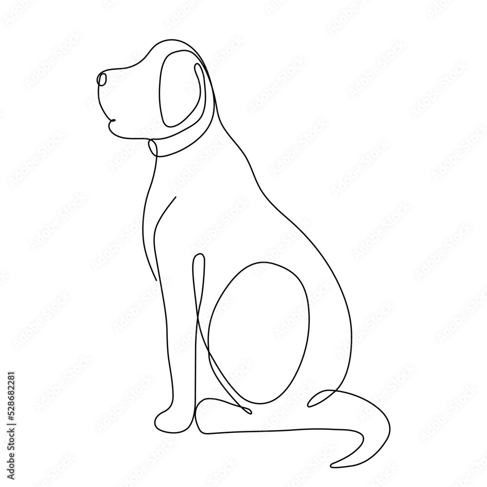 continuous line drawing of cute dog Stock Vector | Adobe Stock