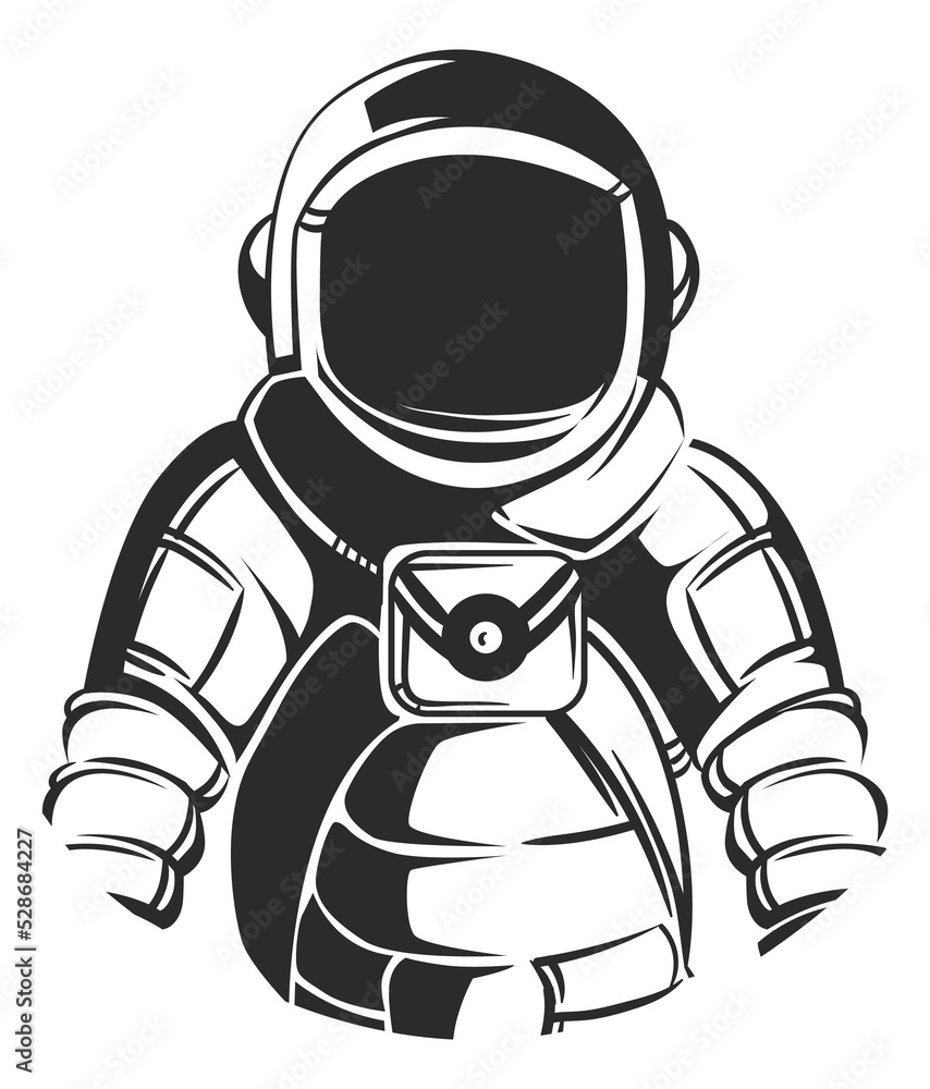 Astronaut icon. Spacesuit with black helmet glass. Cosmonaut logo Stock ...