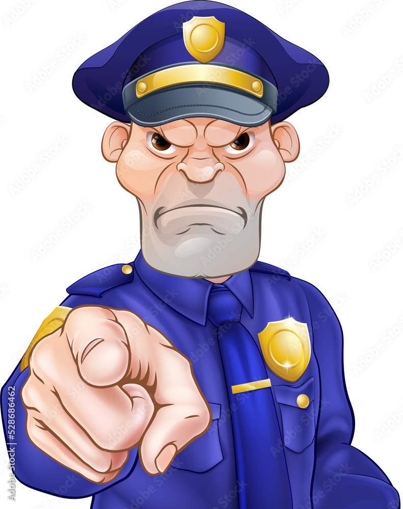 Angry Pointing Police Officer Stock Illustration | Adobe Stock