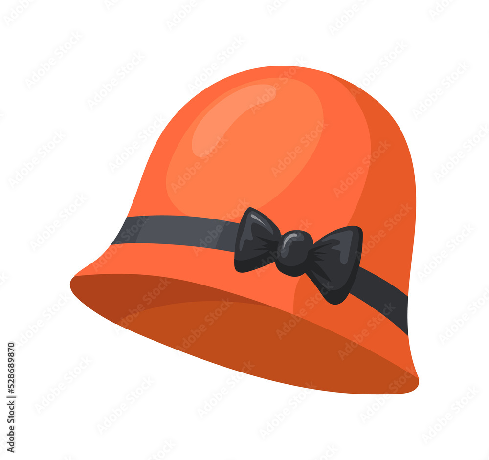 Cartoon red riding hood. Headgear bonnet with black bow tie fashion ...