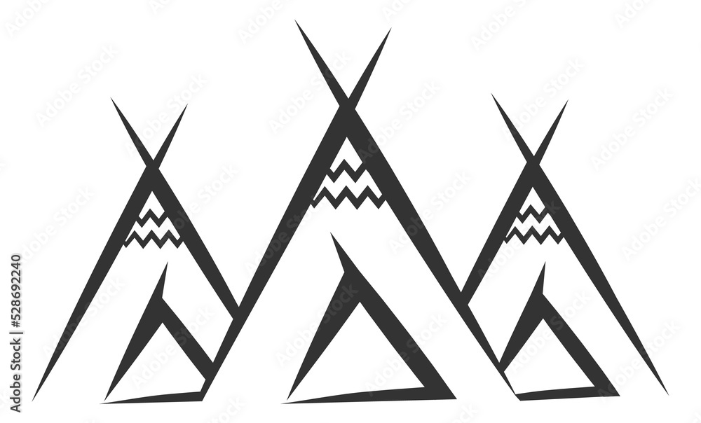 Tipi in hand drawn style. Traditional native american tents Stock ...