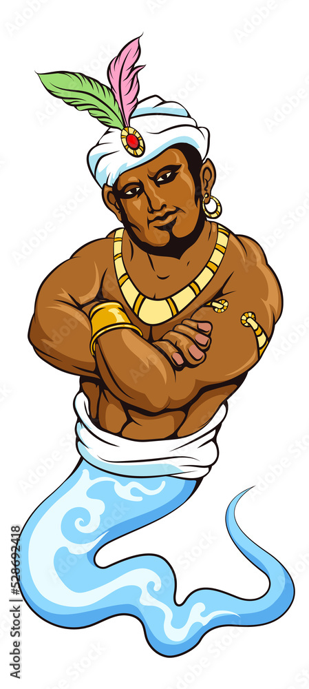 Genie character. Magic powerful creature from middle eastern legends ...