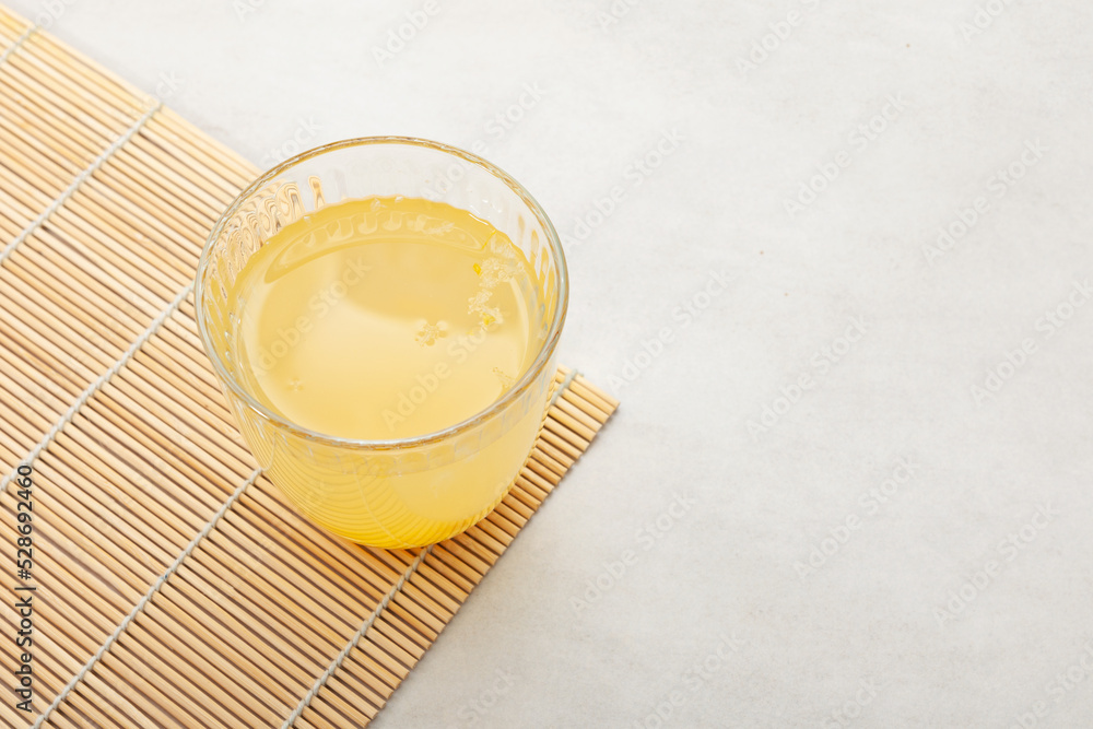 Honey lemon yuzu drink. Yuzu tea or yuja tea. Korean citrus tea with ...