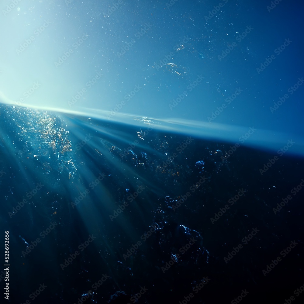 Abstract concept art, ocean waves & sun light. Patterns, textures and ...