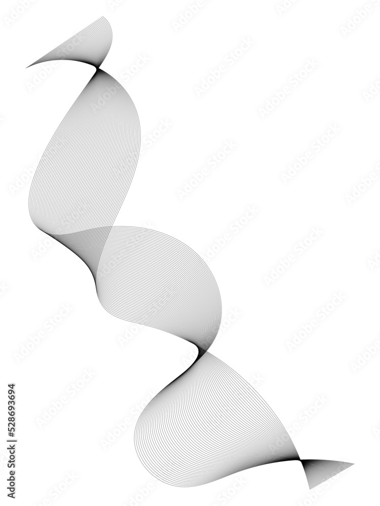 Black abstract wavy curved lines, wave texture. Isolated vector ...