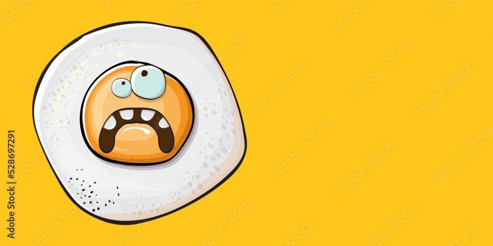 Vettoriale Stock Vector Cartoon Fried Egg Character Isolated On Orange
