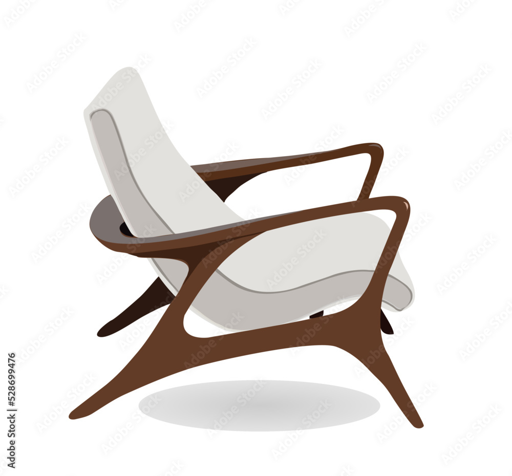 Vetor de White vintage mid century modern arm chair vector realistic ...