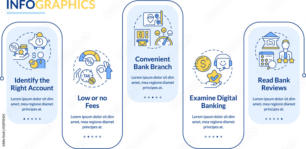 Choose bank rectangle infographic template. Customer benefits. Data ...