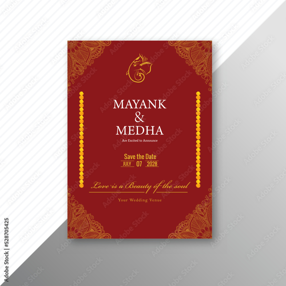 Modern indian wedding card template with venue details design Stock ...