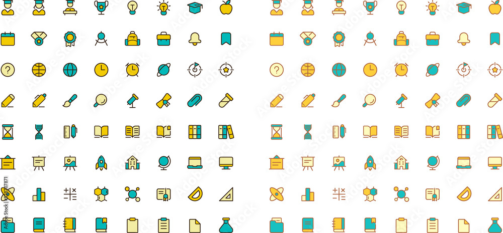 Distance education RGB color ui icons set for dark, light mode. E ...