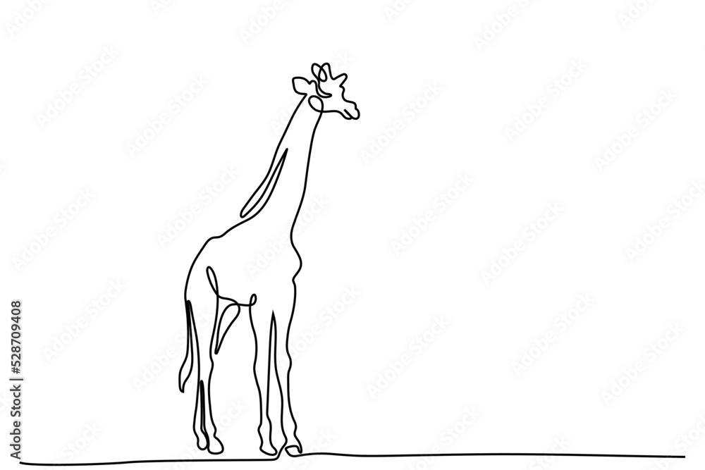 Continuous one line drawing. Giraffe walking symbol. Logo of the ...