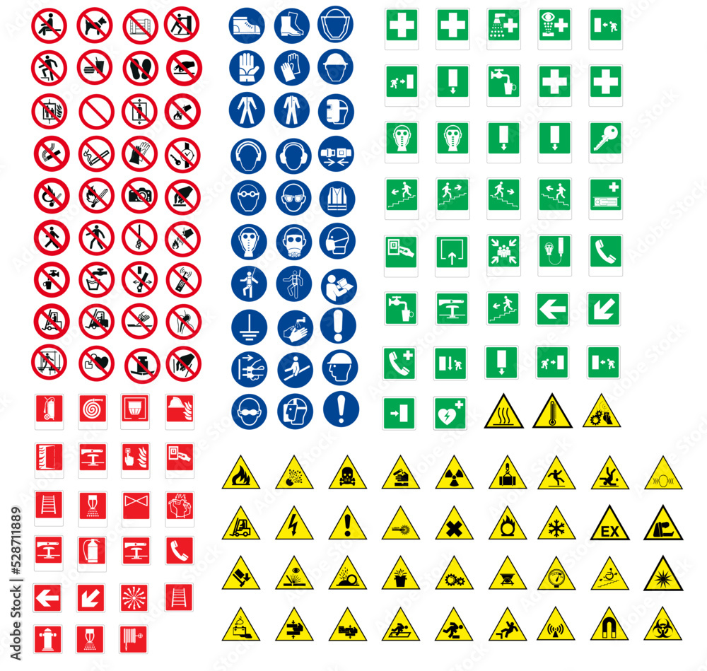 ISO 7010 SIGN WARNING SET SYMBOL SAFETY Stock Vector | Adobe Stock