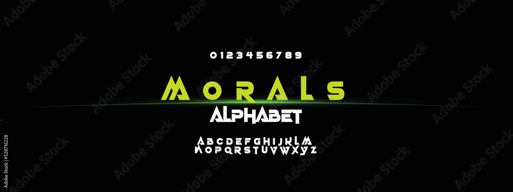 MORALS Sports minimal tech font letter set. Luxury vector typeface for ...