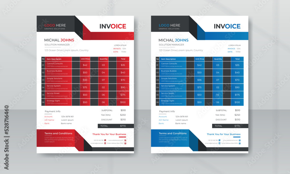 Professional invoice and letterhead design for corporate office ...