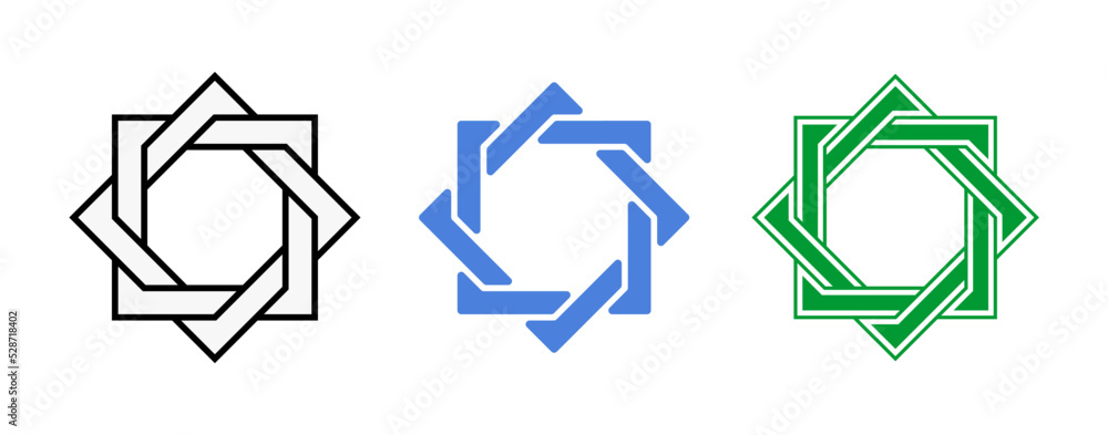 Interlocked Octagon Endless Knot Vector Illustration Set Stock Vector ...