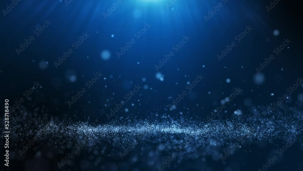 Glitter Light Blue Particles Stage And Light Shine Abstract Background Flickering Particles
