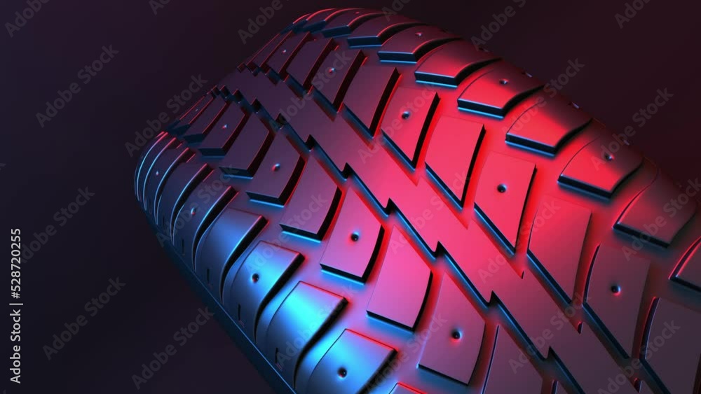 4K. Seamless looping animation of spinning car wheel. New car tire ...