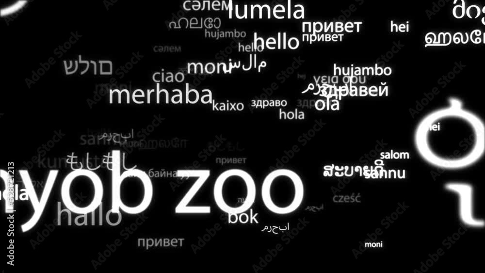 Hello word in all the world languages. Isolated animated words, 4k ...