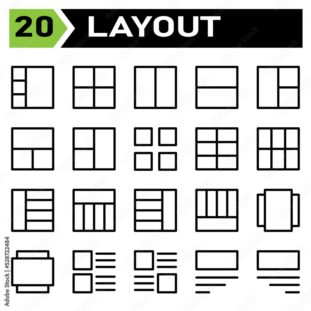 Layout icon set include layout, grid, dashboard, interface, user ...