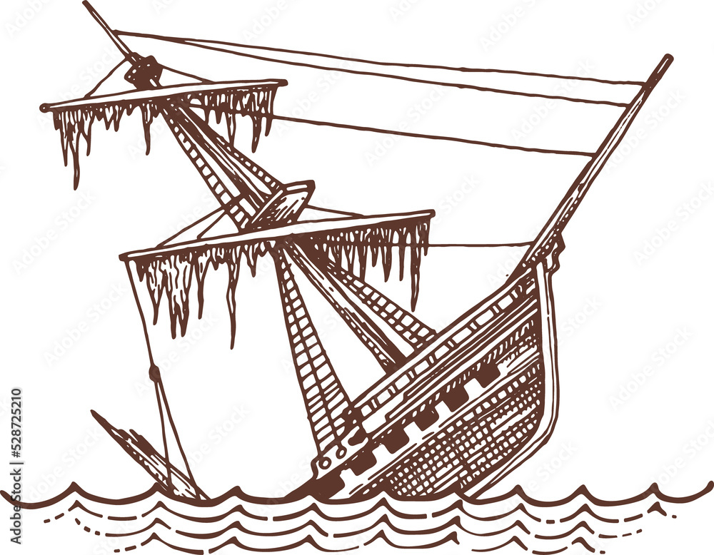 Wrecked sunken ship in ocean water, sunk sailboat Stock Illustration ...