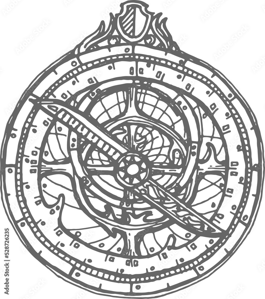 Elaborate inclinometer astronomical astrolabe icon Stock Illustration ...