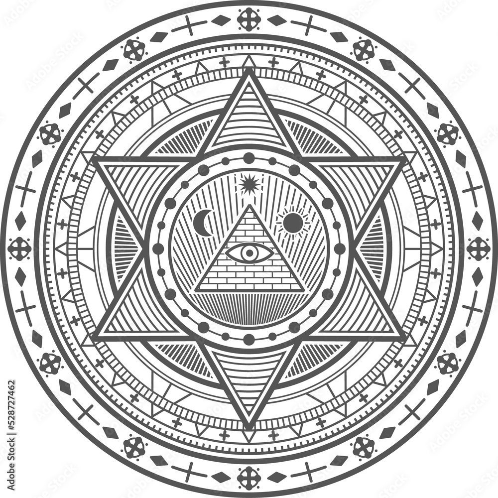 Esoteric occult symbol Eye of Providence, pyramid Stock Illustration ...