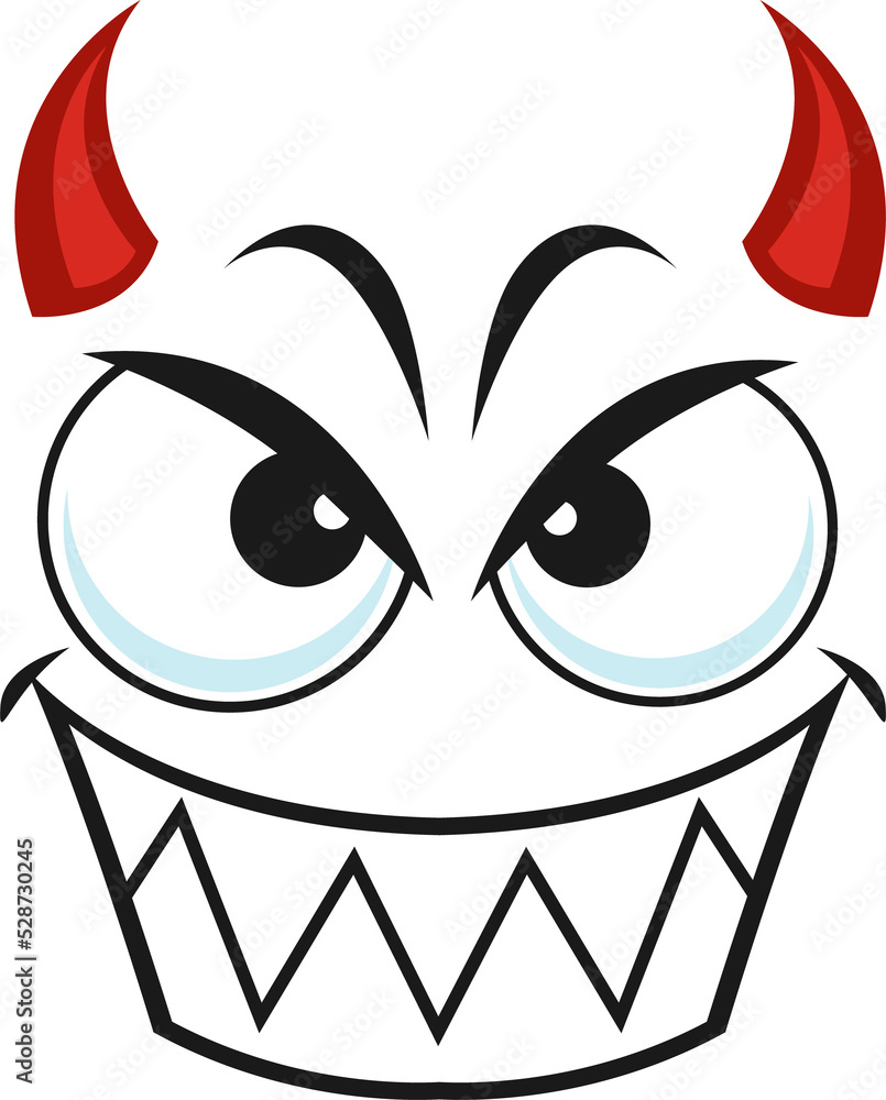 Cartoon devil face, smiling demon vector emoji Stock Illustration ...