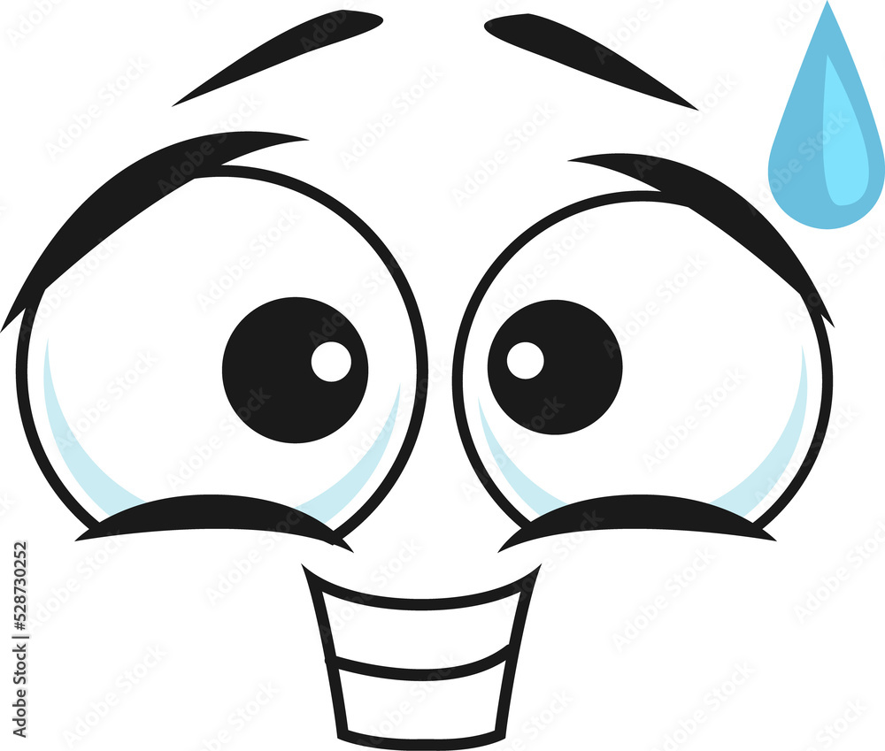 Cartoon sweating face vector smile, guilty emoji Stock Illustration ...