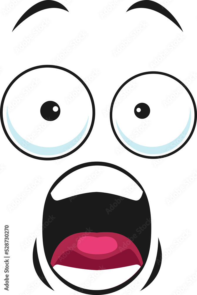 Cartoon yelling face vector icon, shocked emoji Stock Illustration ...