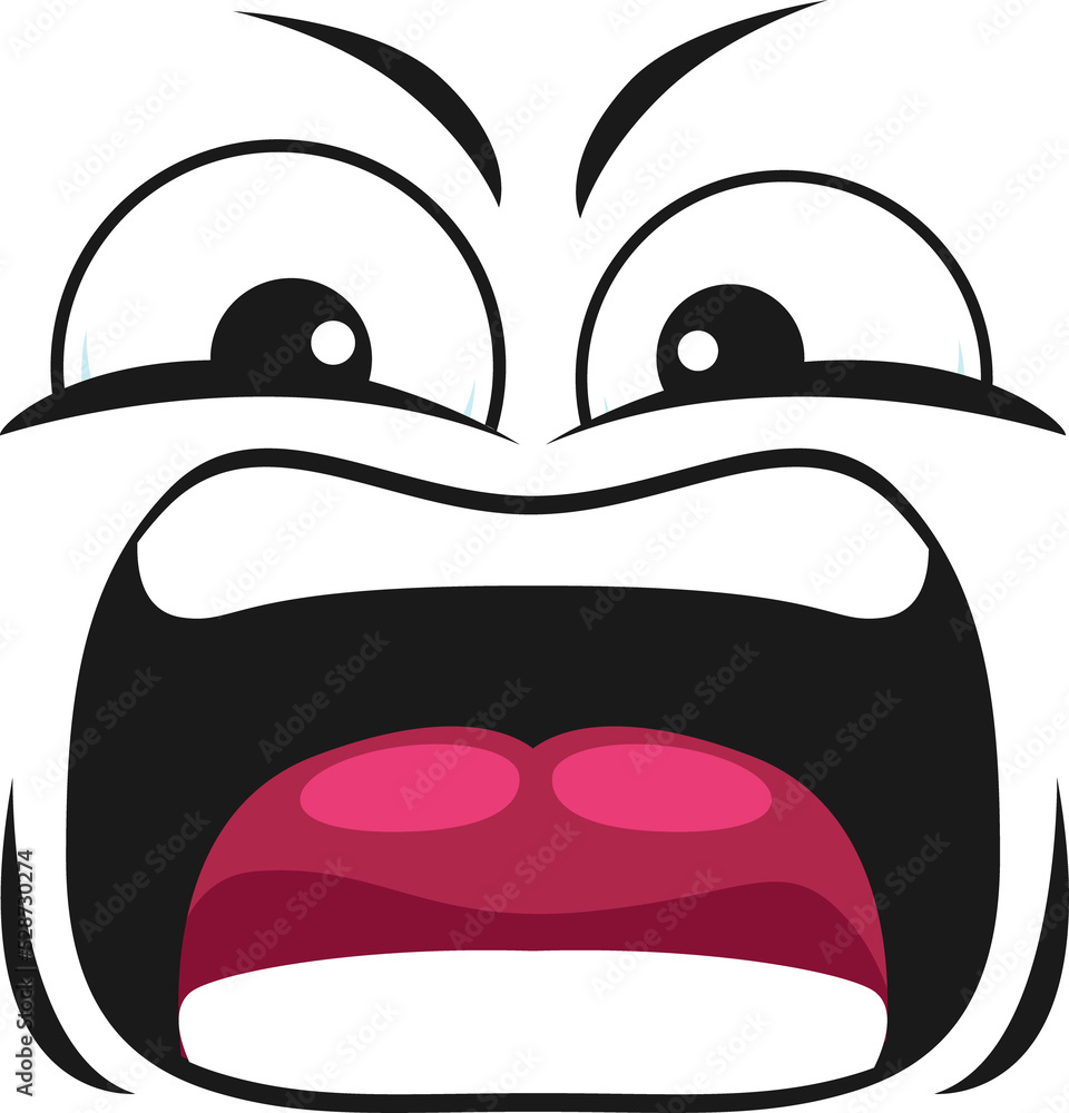 Cartoon angry face vector furious yelling emoji Stock Illustration ...