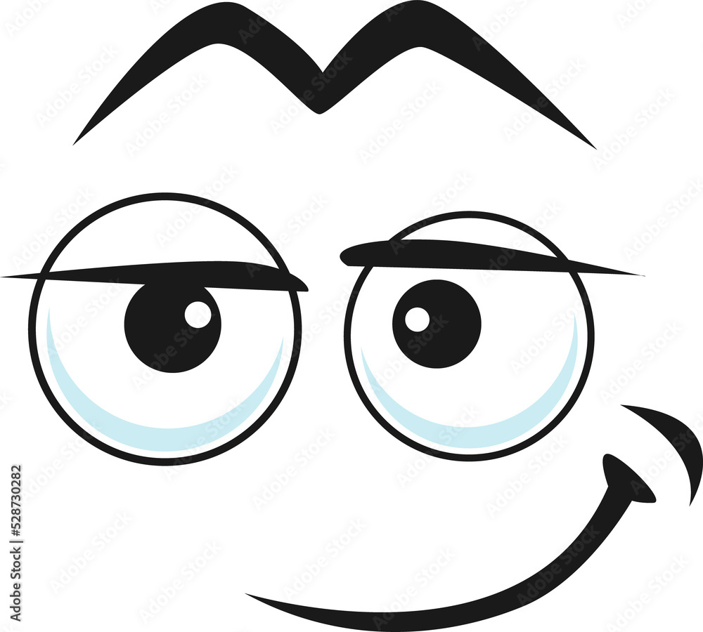 Cartoon face vector funny smirk cute smile emoji Stock Illustration ...