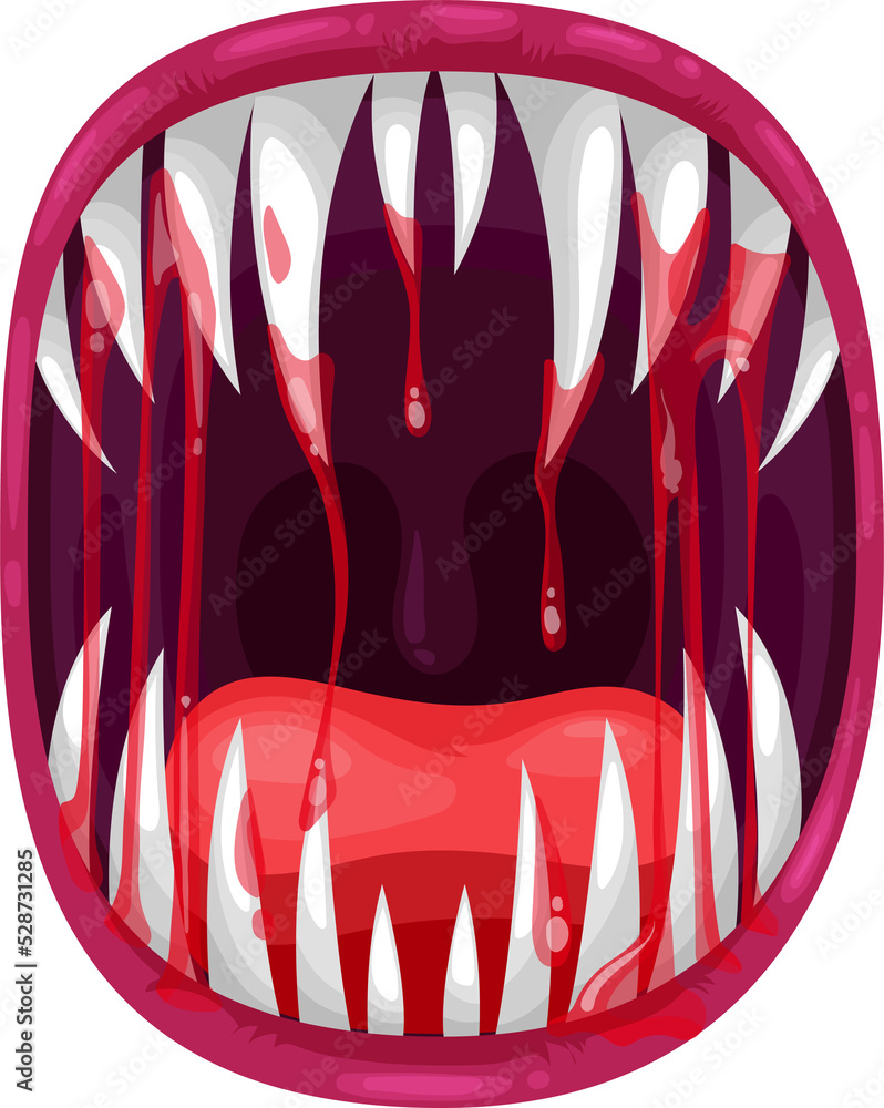 Angry creature yell, monster mouth vector icon Stock Illustration ...