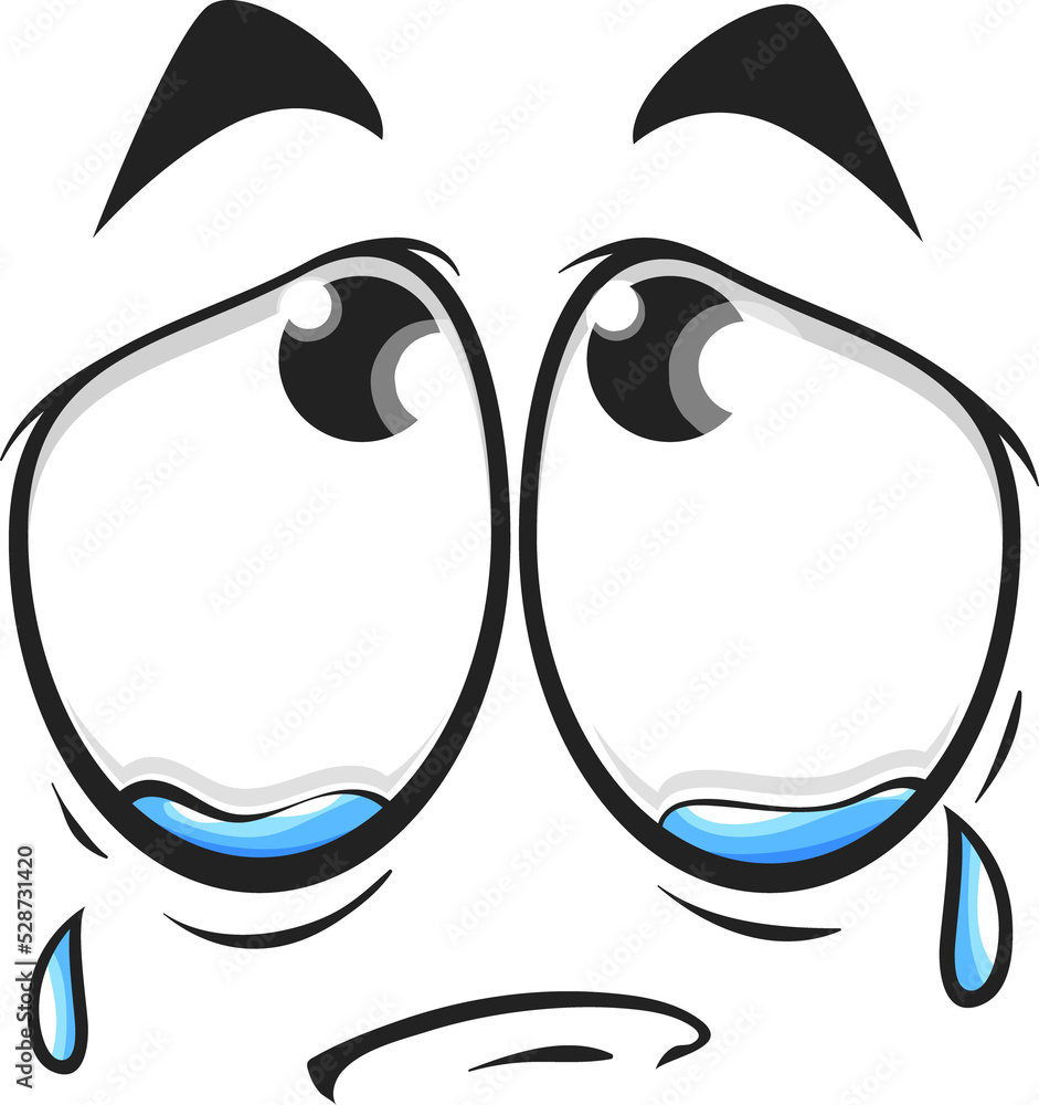 Cartoon face vector icon, crying emoji with tears Stock Illustration ...