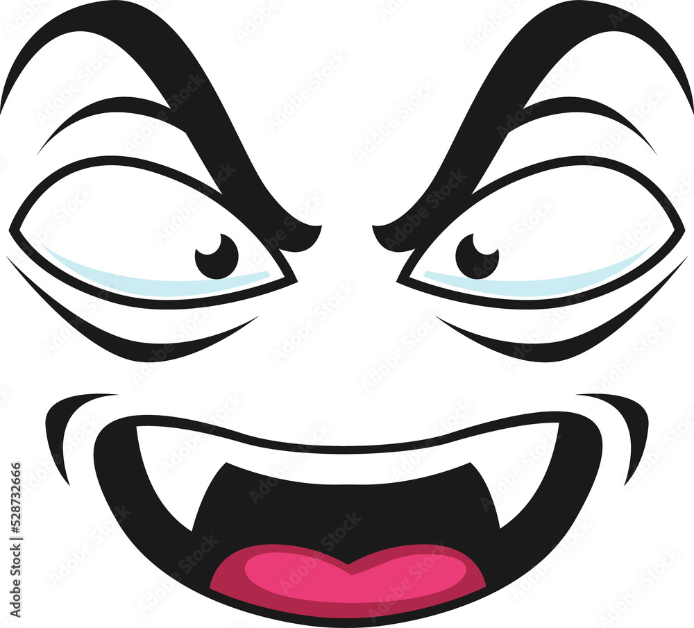 Vampire emoticon with fangs isolated emoji icon Stock Illustration ...