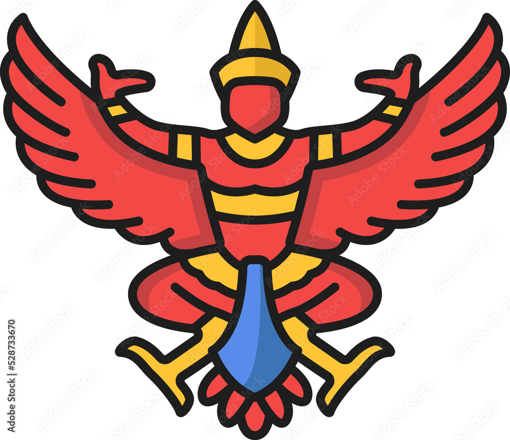 Krut, King of Garuda Thai isolated color line icon Stock Illustration ...