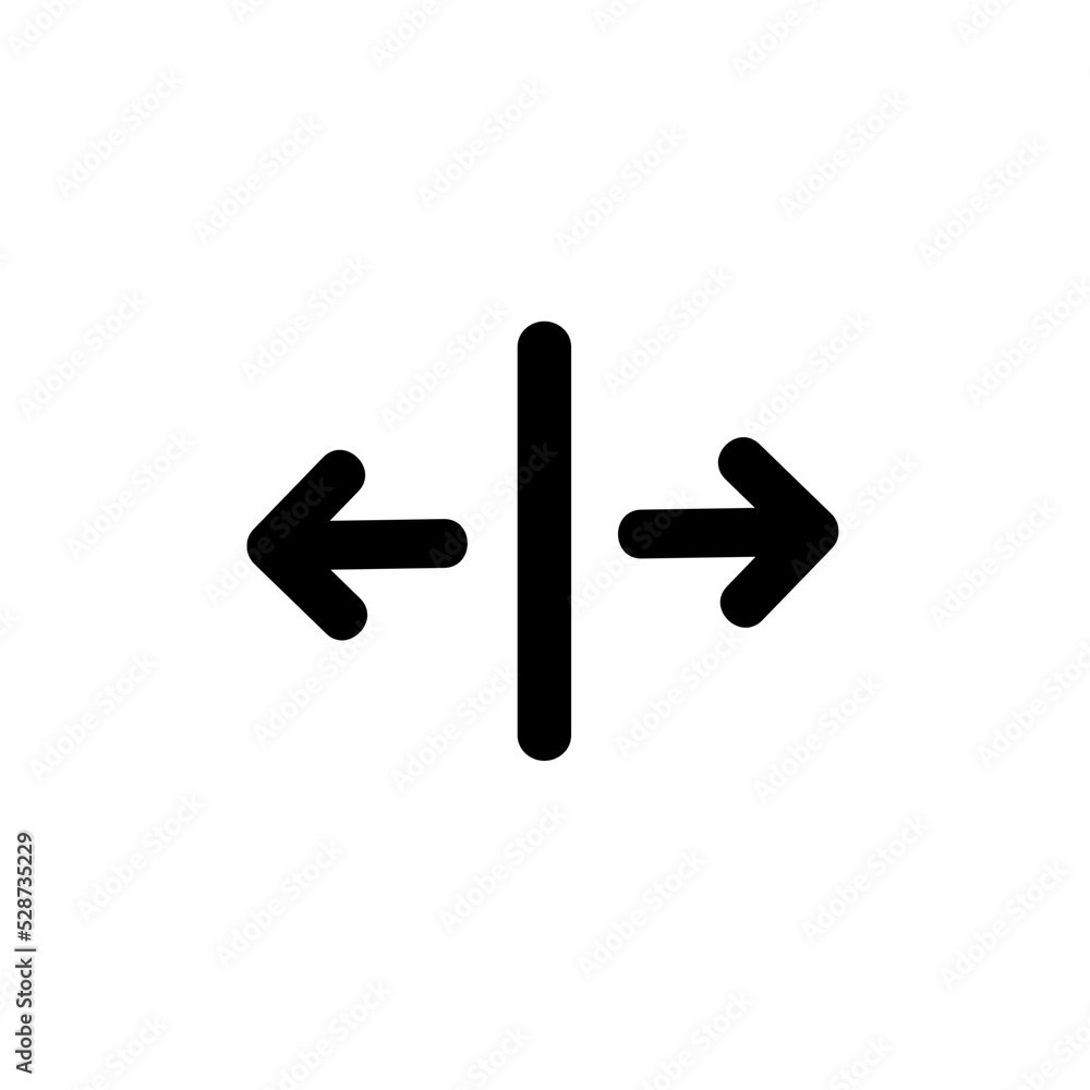 Splitter vertical arrow icon, right and left arrows with vertical line ...