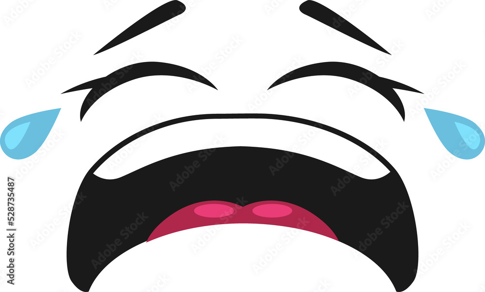 Cartoon crying face emoji, upset facial expression Stock Illustration ...