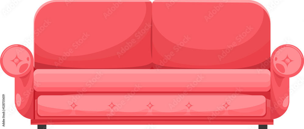 Cartoon couch, sofa with pink quilted upholstery Stock Illustration ...