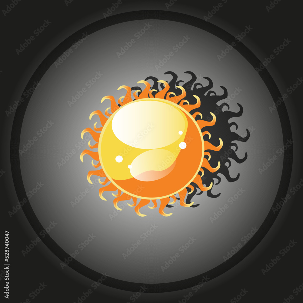 Cut out paper picture with sun on style black background. Sun with rays ...