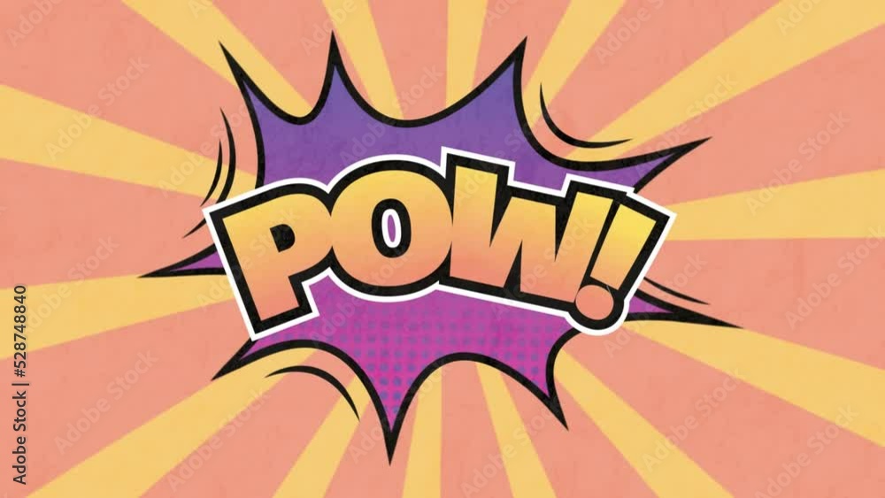 Animation of comic 5 options text over multiple comic speech bubbles ...